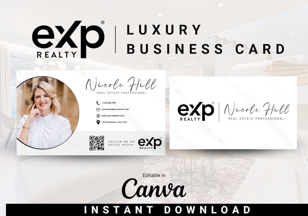 EXP Realty Business Card Luxury Business Card With QR Code Real Estate ...