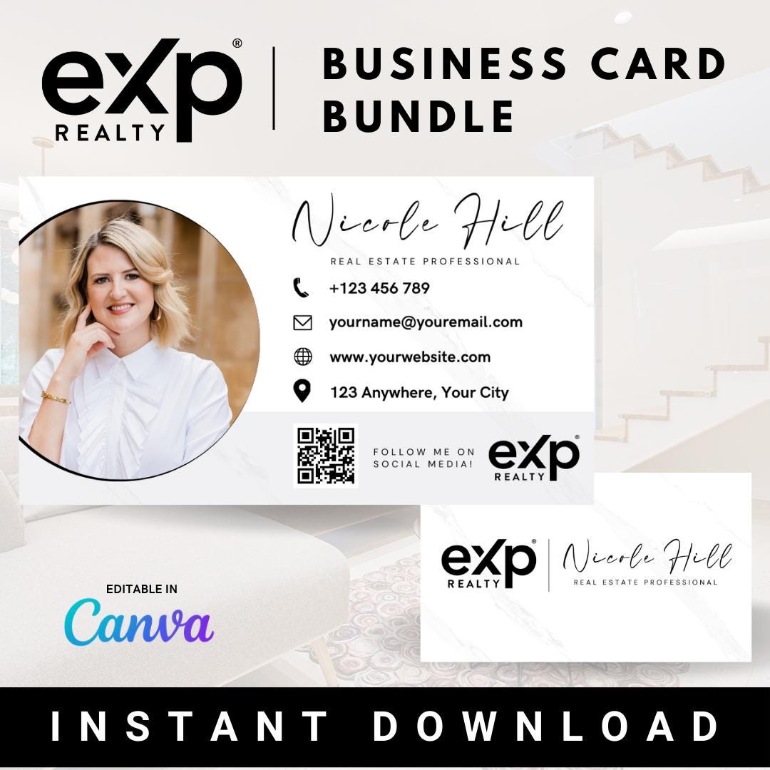 EXP Realty Business Card - Luxury Business Card With QR Code - Real ...