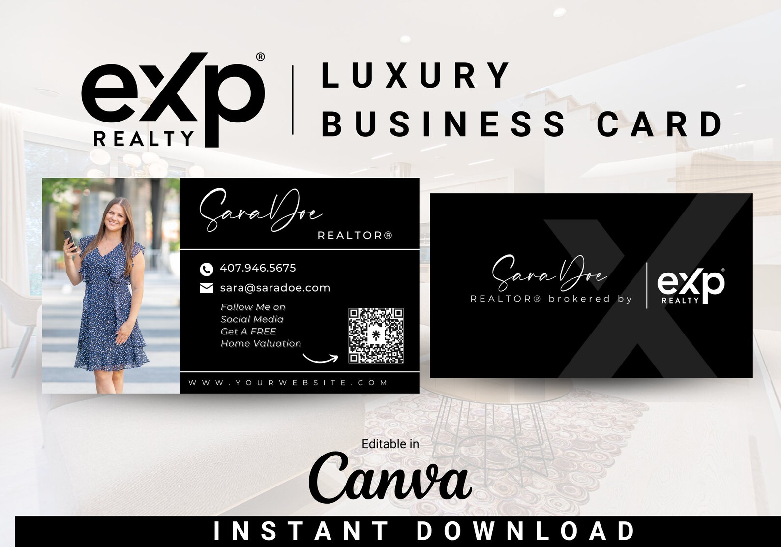 EXP Realty All Black Business Card Luxury Business Card With - Etsy