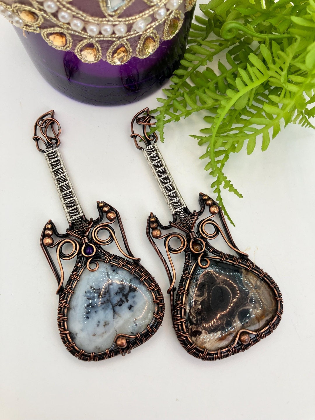 Copper Wire Wrapped Guitars Gemstone Guitar Gift for Musician Gift for ...