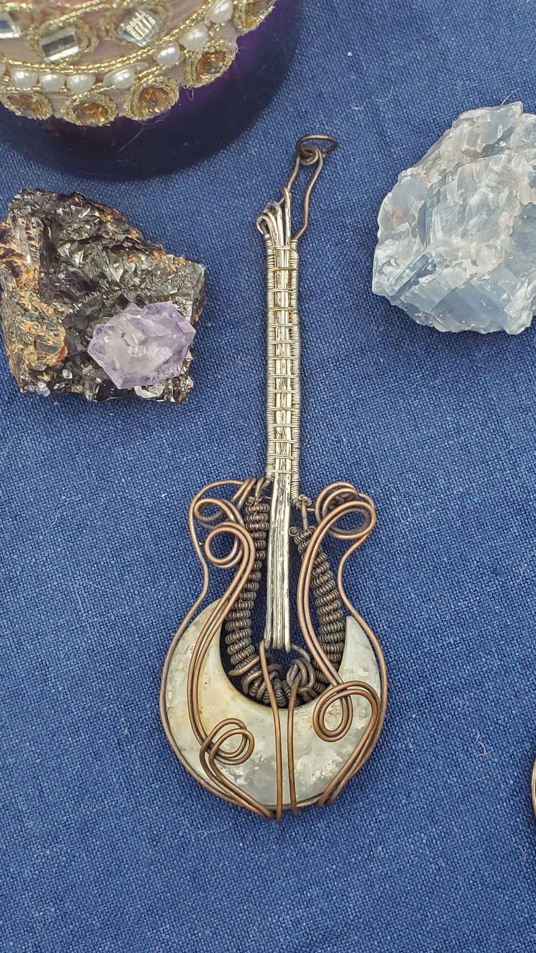 Guitar Wire Wrapped Gemstone Guitars Cresent Moon Wrapped Guitar Gift ...