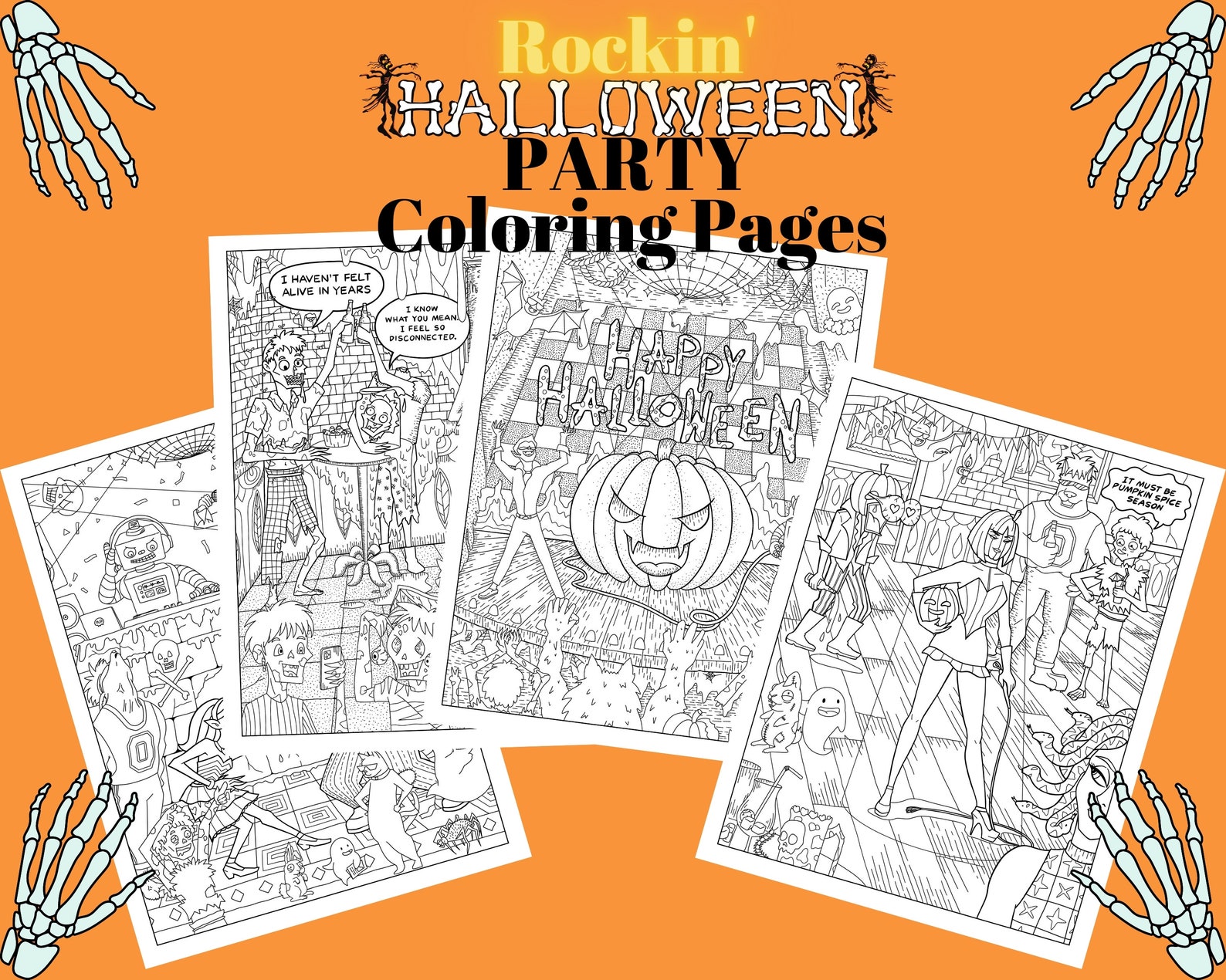 Halloween Printable Coloring Pages for Adults Rockin' Halloween Party ...