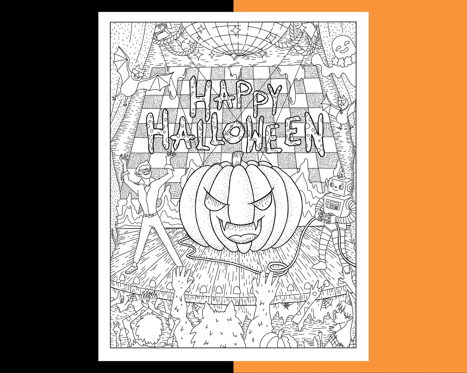 Halloween Printable Coloring Pages for Adults Rockin' Halloween Party ...