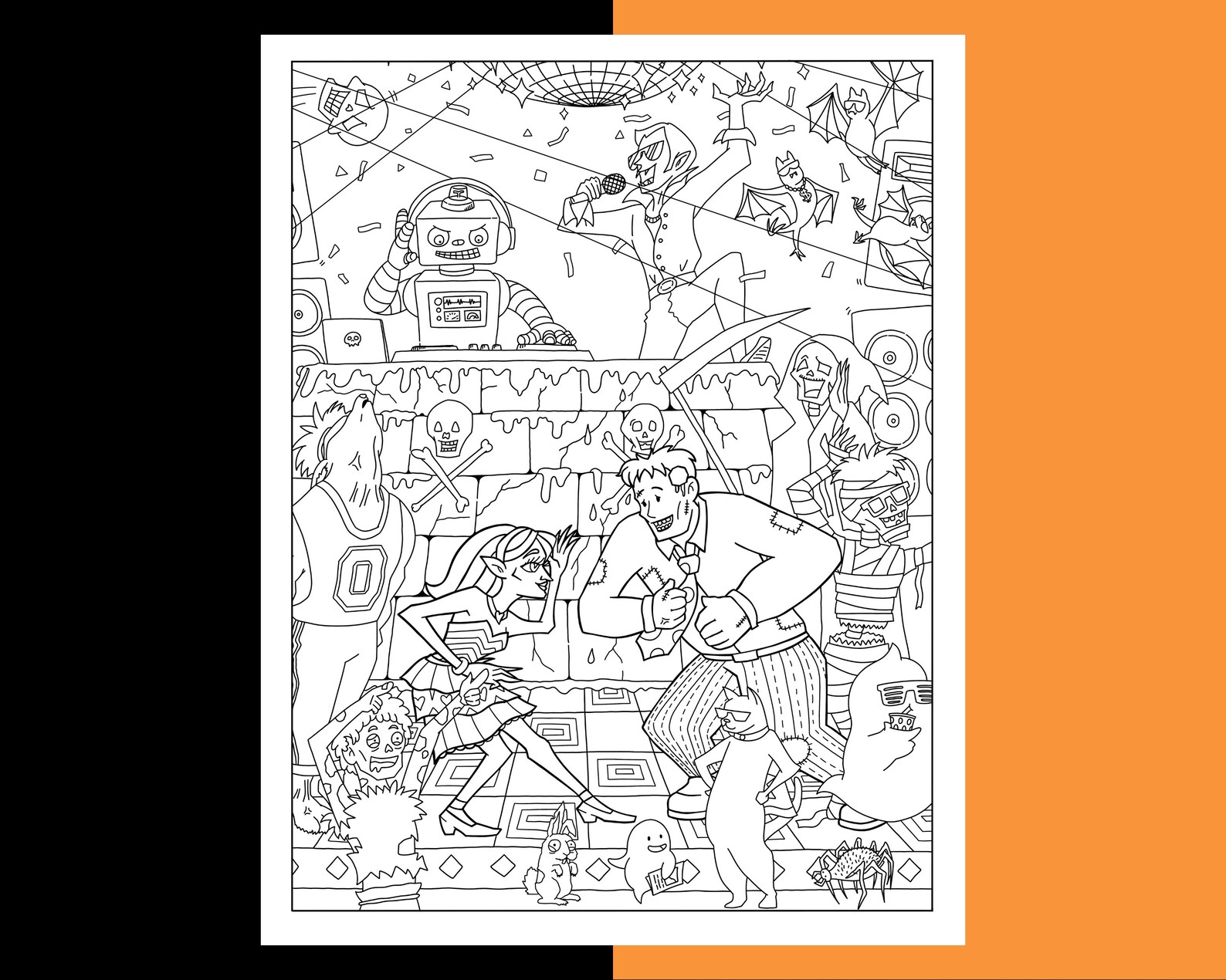 Halloween Printable Coloring Pages for Adults Rockin' Halloween Party ...
