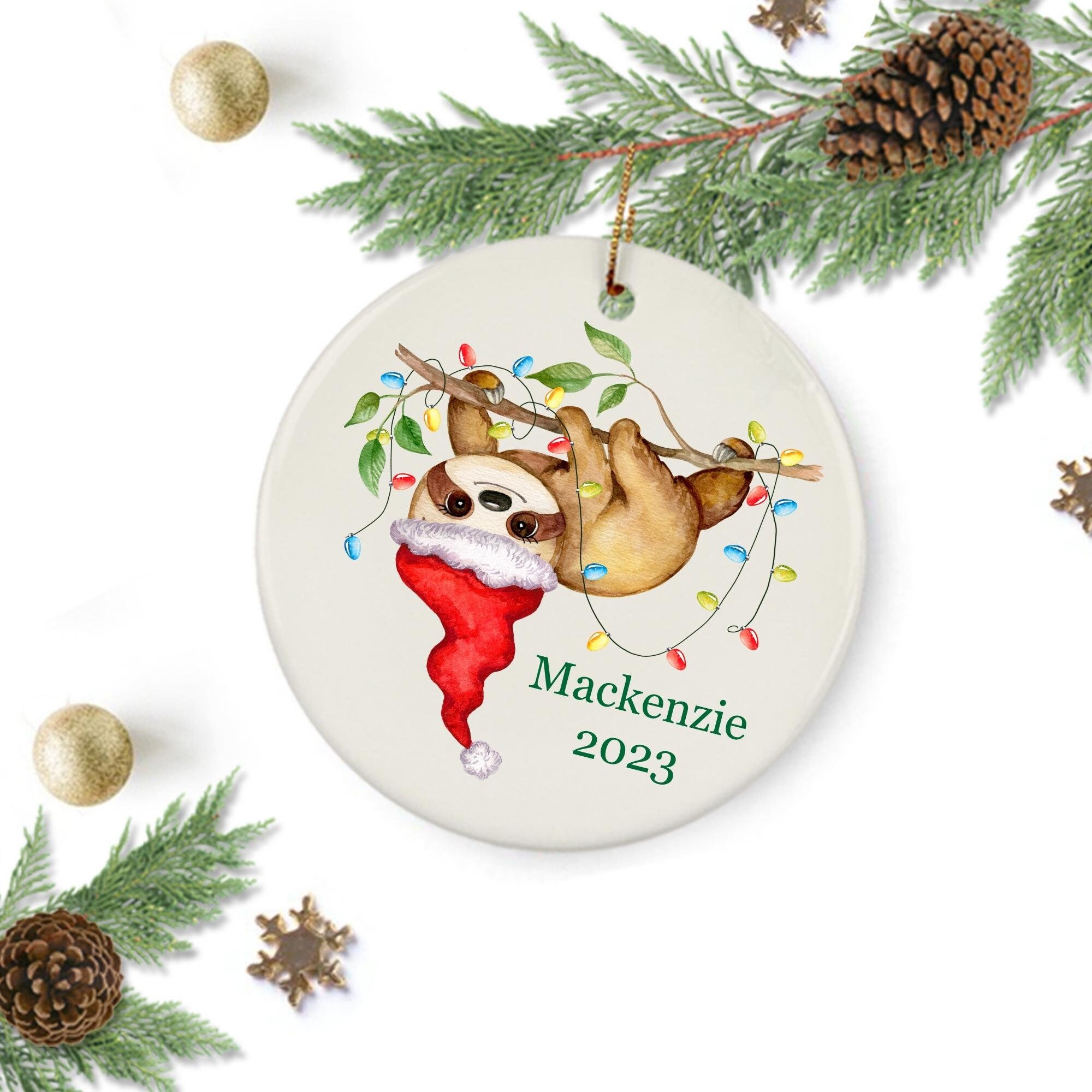 Personalized Sloth Hanging Custom Sloth Ornament Christmas Sloth Lover ...