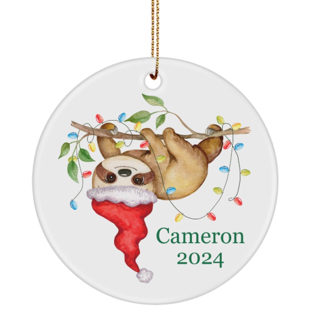 Personalized Sloth Hanging Custom Sloth Ornament Christmas Sloth Lover ...