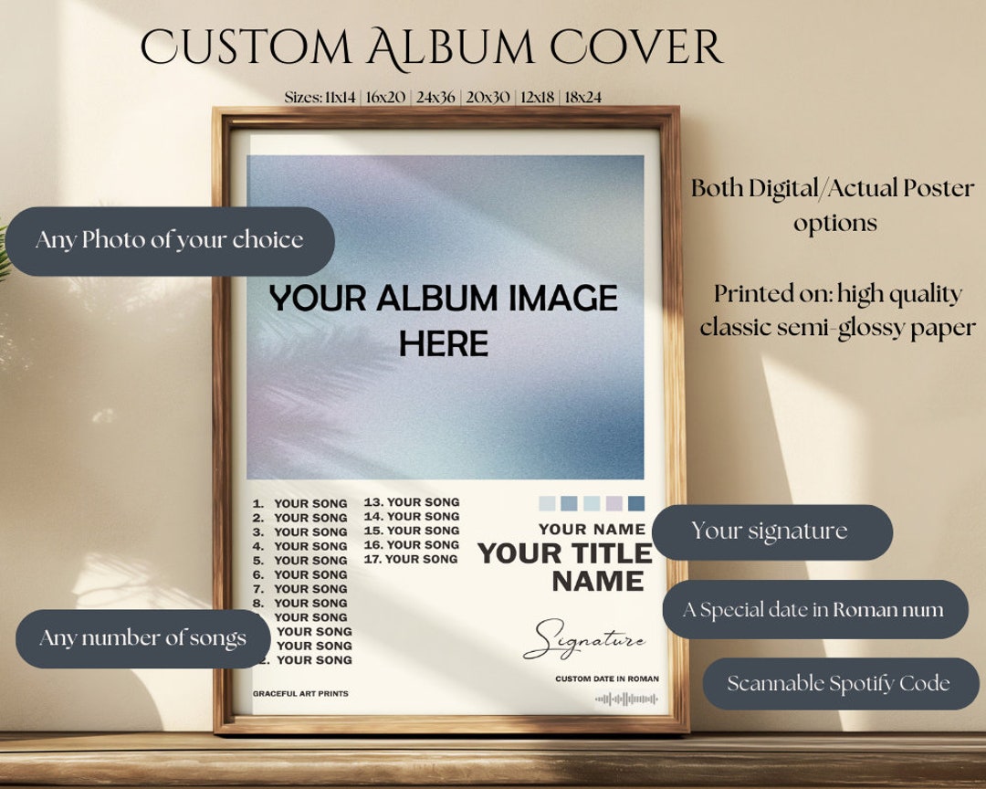 Personalized Music Album Cover & Track List Poster Custom Song List ...