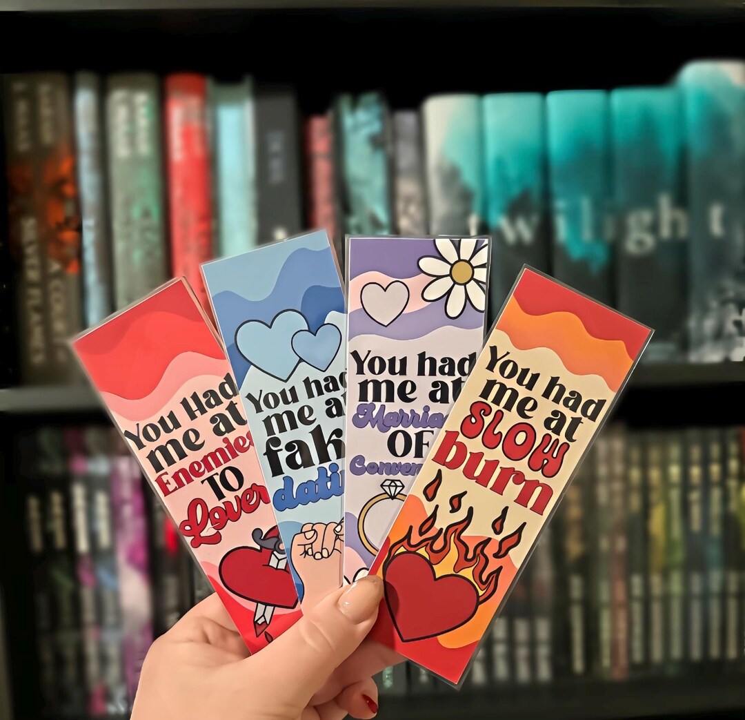 Romance Tropes Bookmark Set, Book Club Bookmark, Unique Bookish Merch ...