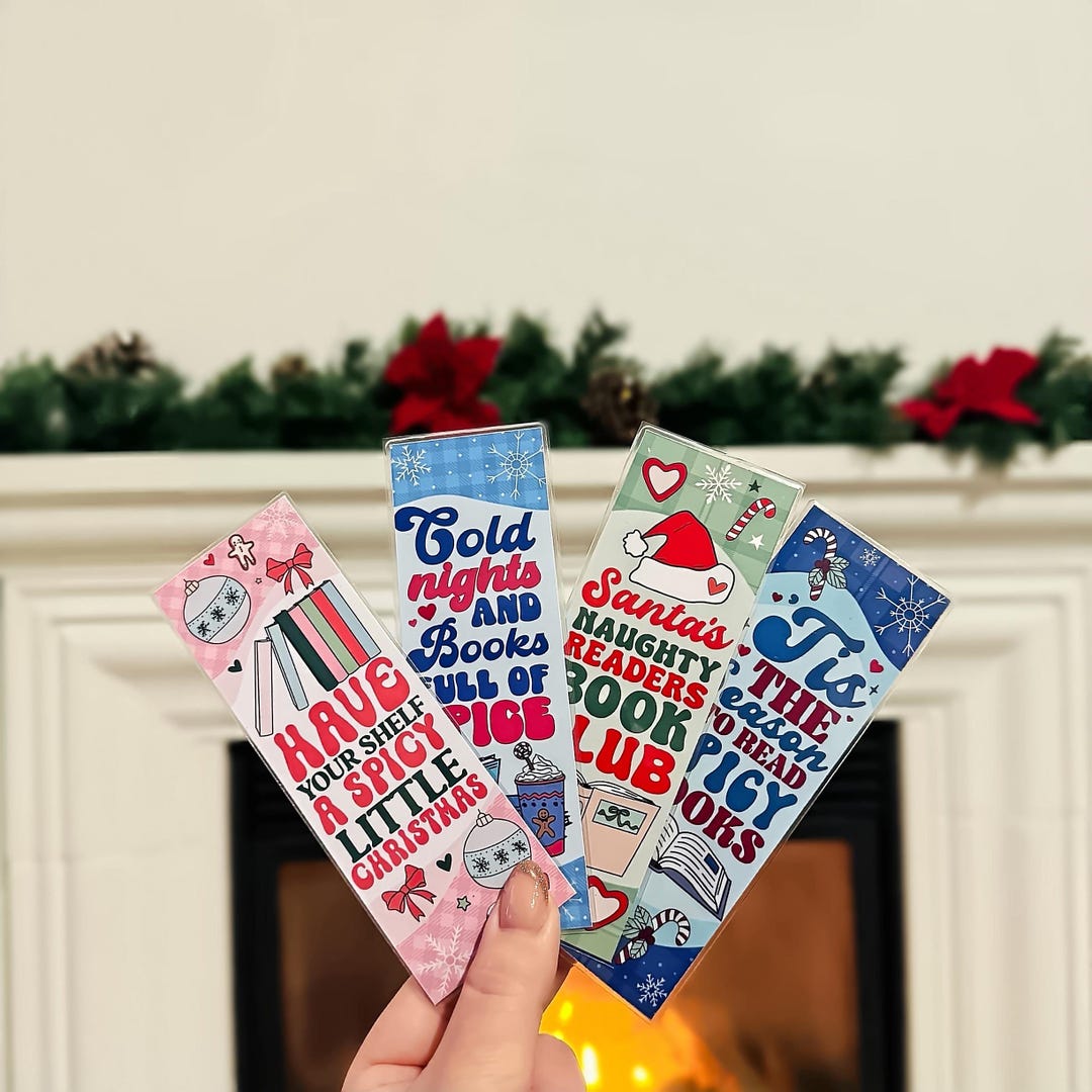 Christmas Bookmarks Set: Laminated Book Club Gifts - Etsy