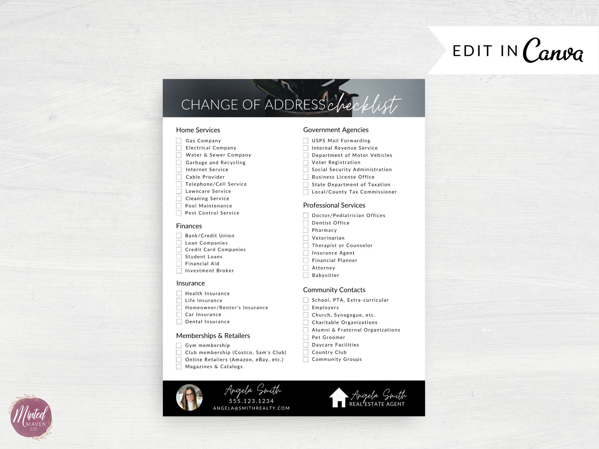 Real Estate Change of Address Checklist Template (digital Download) - Etsy
