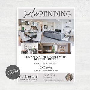 Real Estate Sale Pending Flyer Template, Realtor Marketing and Branding ...