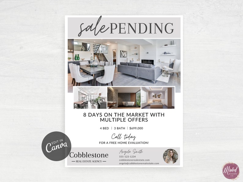 Real Estate Sale Pending Flyer Template Realtor Marketing and - Etsy