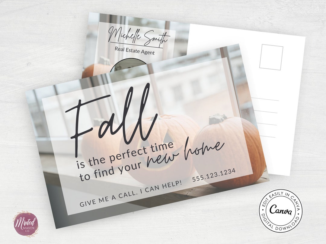 Fall Real Estate Farming Postcard Template (digital Download) - Etsy
