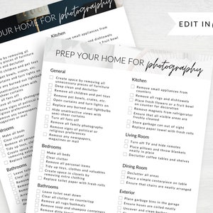Real Estate Photography Checklist Template: Canva Editable (digital ...