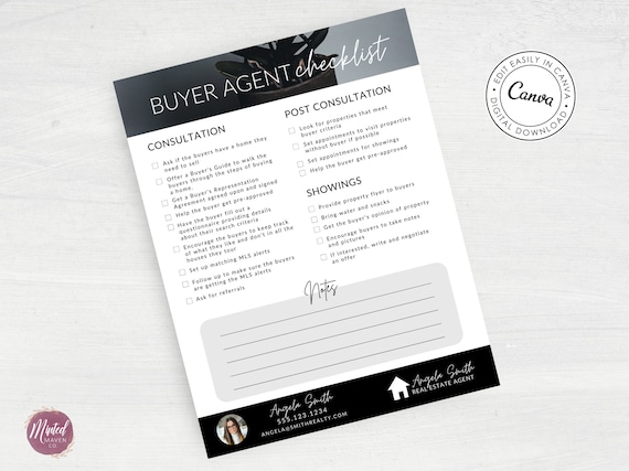 Buyer Agent Checklist Real Estate Agent Checklist Buyer - Etsy