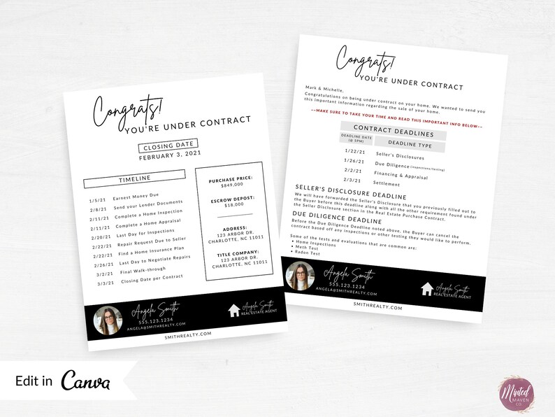 Modern Real Estate Under Contract Flyer Realtor Under - Etsy