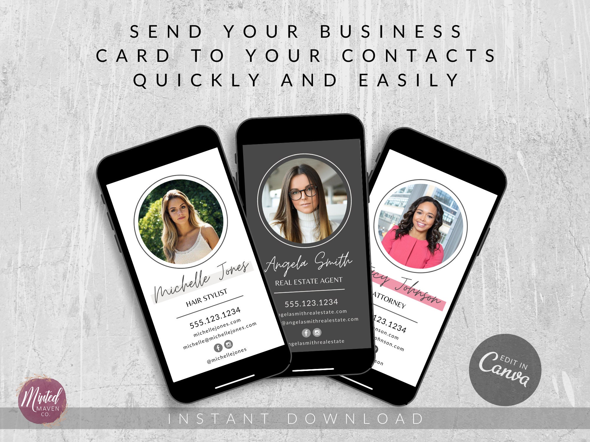 Modern Digital Business Card Design with Photo Custom | Etsy