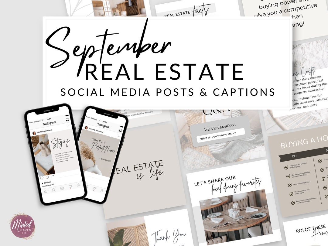 September Real Estate Social Media Posts & Captions (digital Download ...