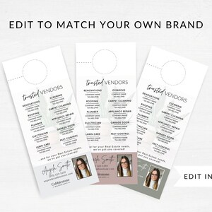 Real Estate Trusted Vendor Door Hanger, Real Estate Vendor Door Tag ...