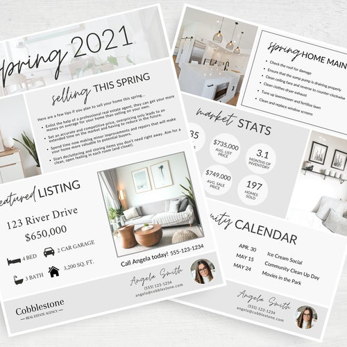 Modern Real Estate Spring Newsletter Template Design Real - Etsy