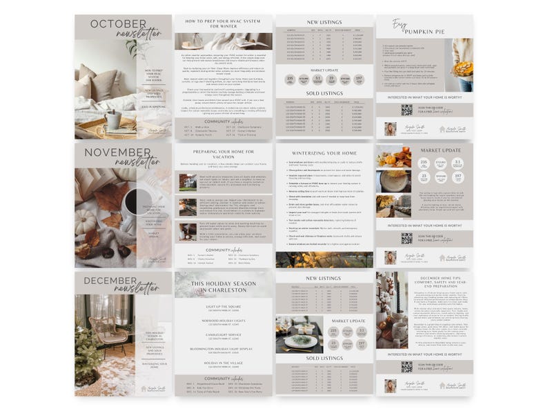 Real Estate Newsletter Template Bundle: 12 Month Realtor Marketing ...