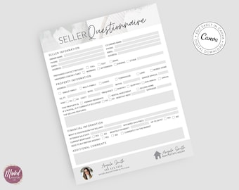 Seller Questionnaire Template (real Estate) - Editable - Etsy