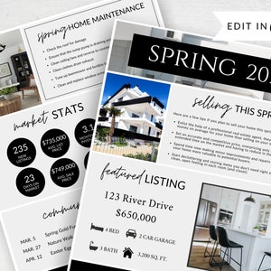 Modern Real Estate Spring Newsletter Template Design, Real Estate Flyer ...