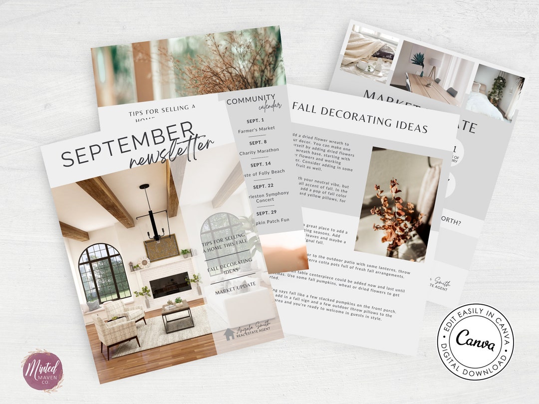 Modern Real Estate Newsletter Templates, Realtor Newsletter for Buyers ...