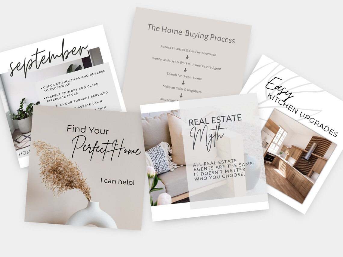 September Real Estate Social Media Posts & Captions (digital Download ...