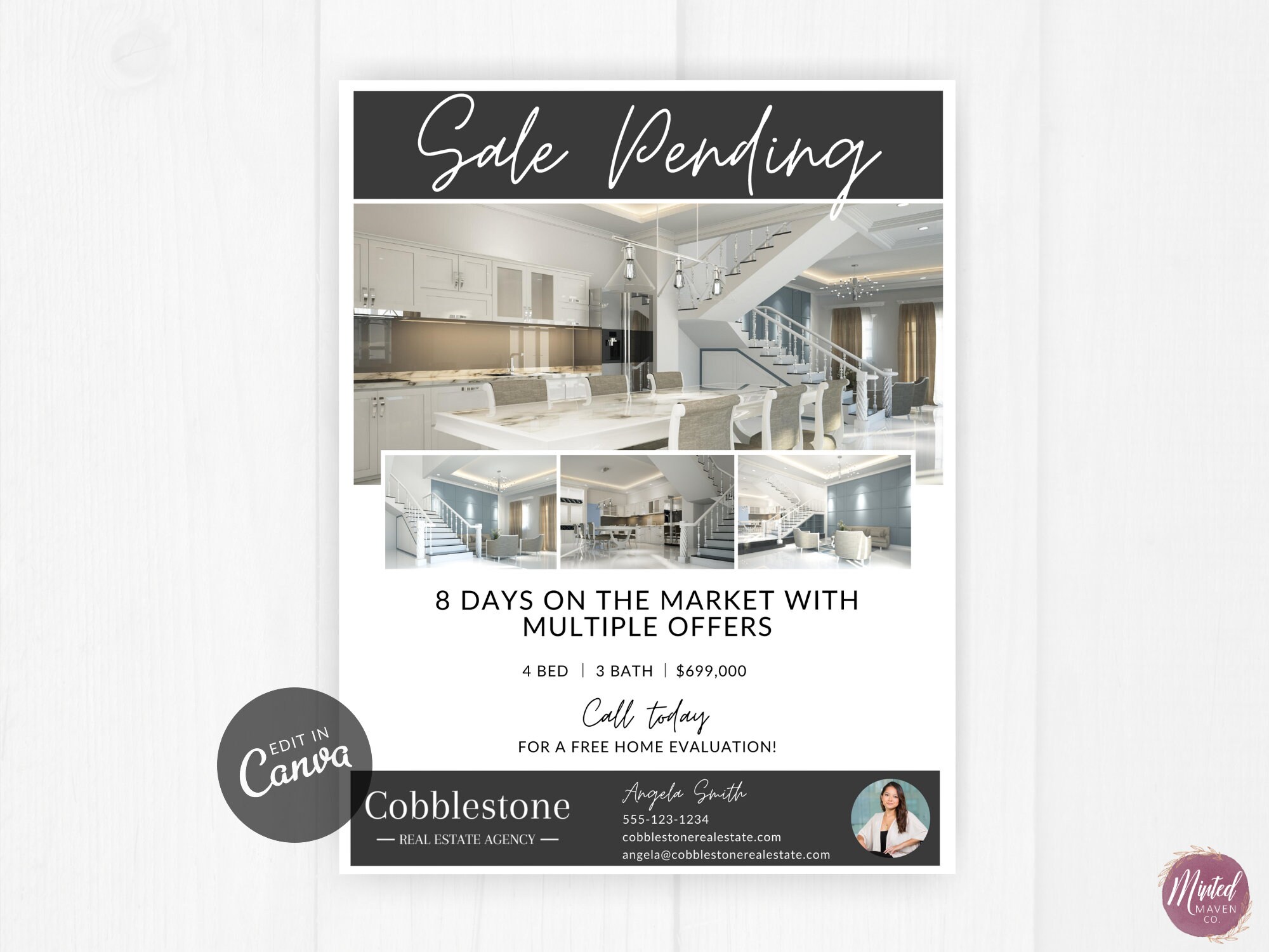 Real Estate Sale Pending Flyer Template Realtor Marketing and | Etsy