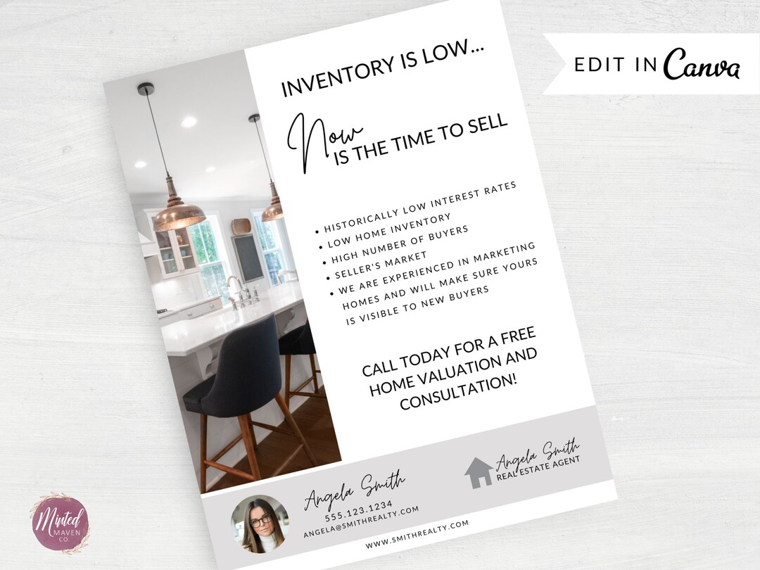 Real Estate Low Inventory Flyer, Real Estate Time to Sell Flyer, Real ...