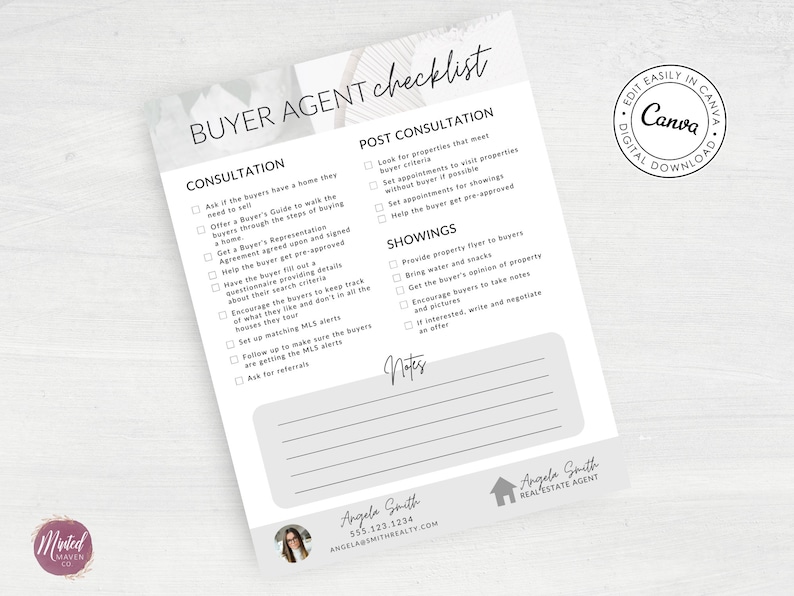 Real Estate Buyer Agent Checklist Template (digital Download) - Etsy