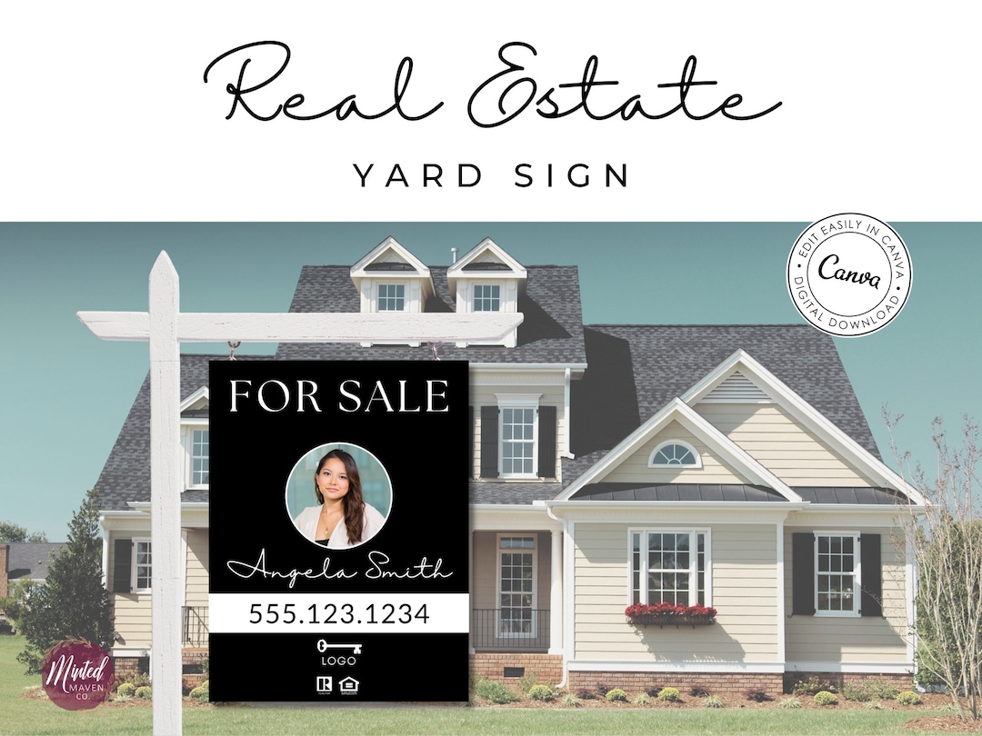 Real Estate Yard Sign Template, Real Estate Sign for Sale, for Sale ...