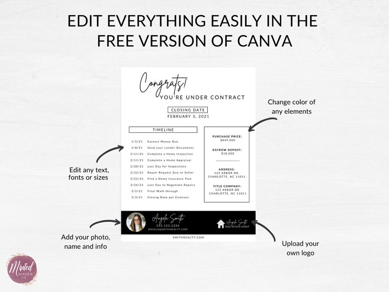 Modern Real Estate Under Contract Flyer Realtor Under - Etsy