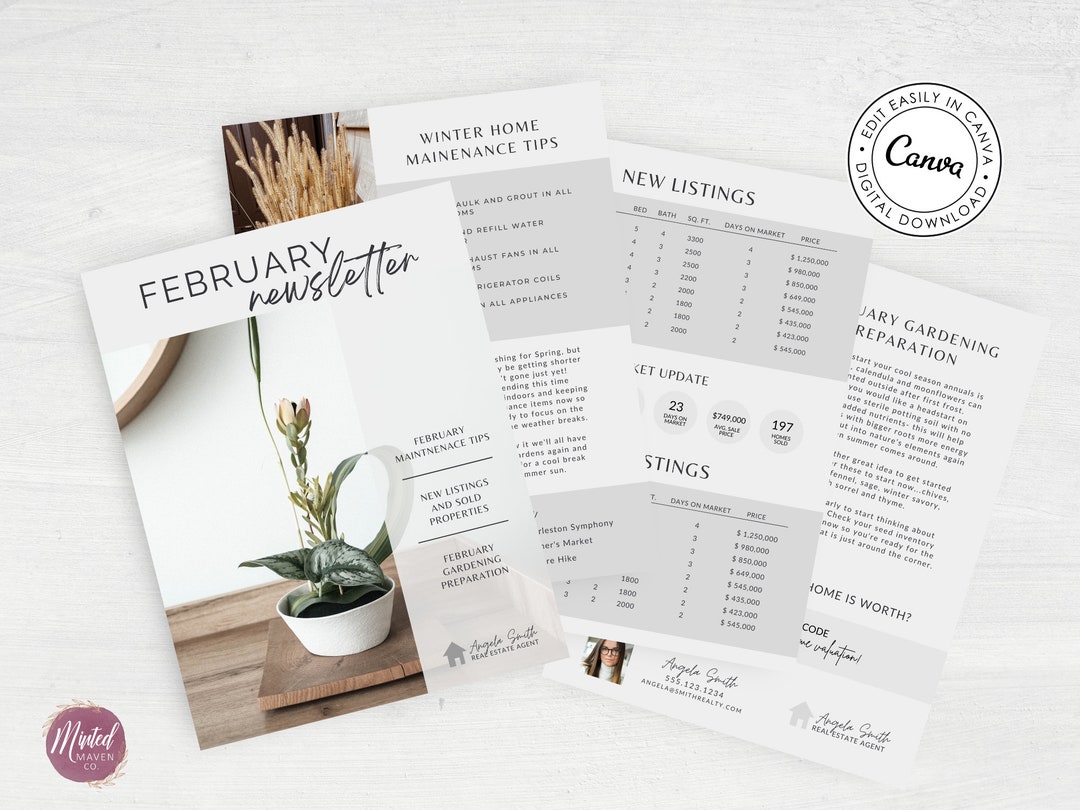 Modern Real Estate Newsletter Templates, Realtor Newsletter for Buyers ...