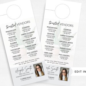 Real Estate Trusted Vendor Door Hanger, Real Estate Vendor Door Tag ...