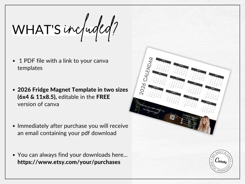 2026 Real Estate Calendar Fridge Magnet Template, Customizable Realtor ...