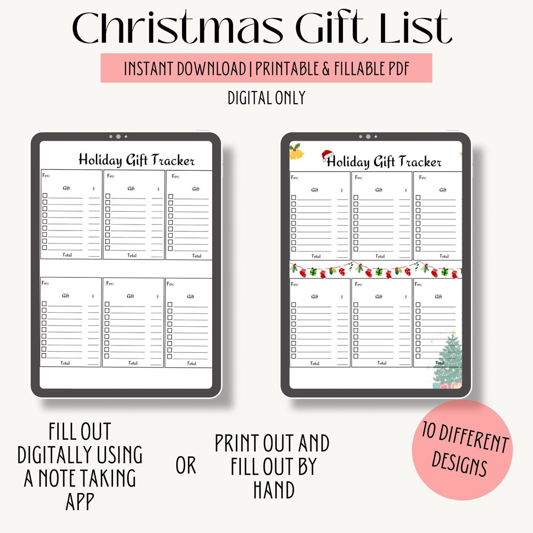 Printable Christmas List, Printable List Tracker, Digital Tracker ...
