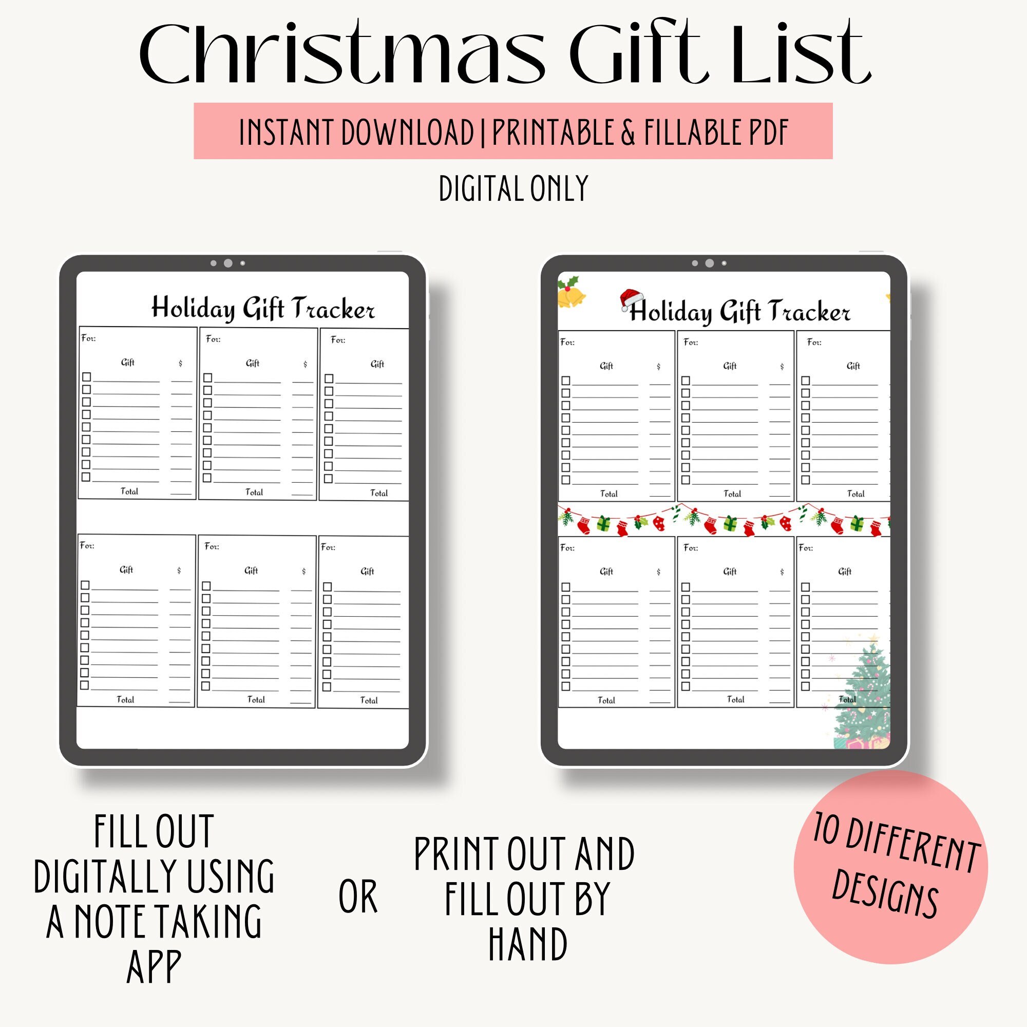 Printable Christmas List, Printable List Tracker, Digital Tracker ...