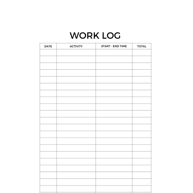 Productivity Work Log Tracker, Employee Reports and Completion Logs - Etsy