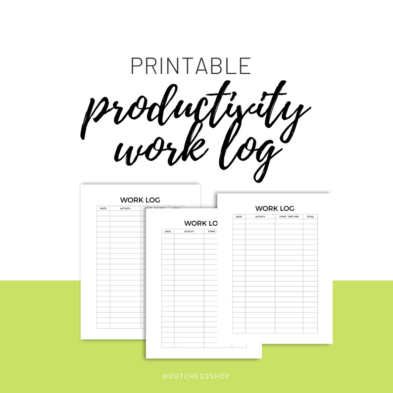 Productivity Work Log Tracker, Employee Reports and Completion Logs - Etsy