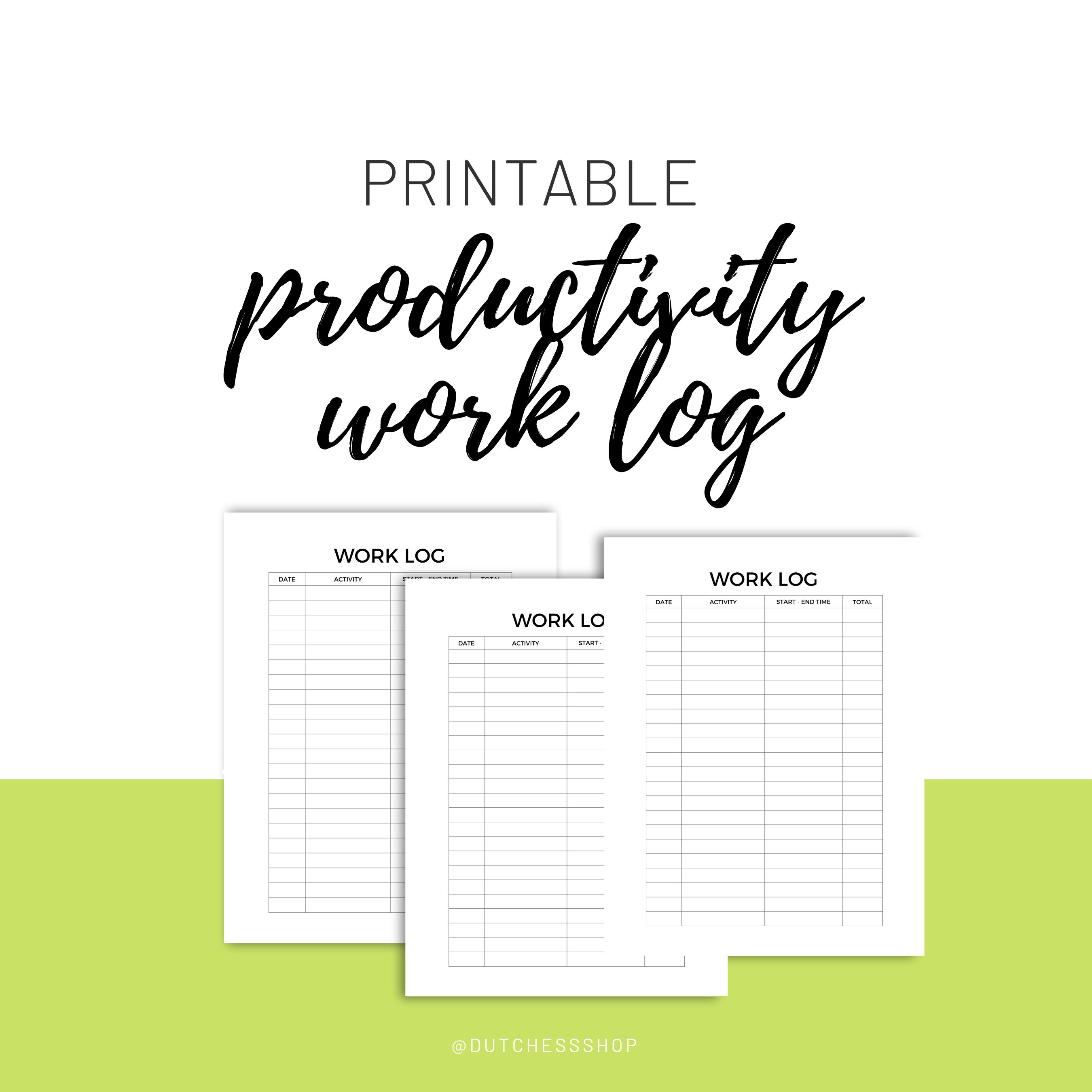 Productivity Work Log Tracker Employee Reports and Completion - Etsy