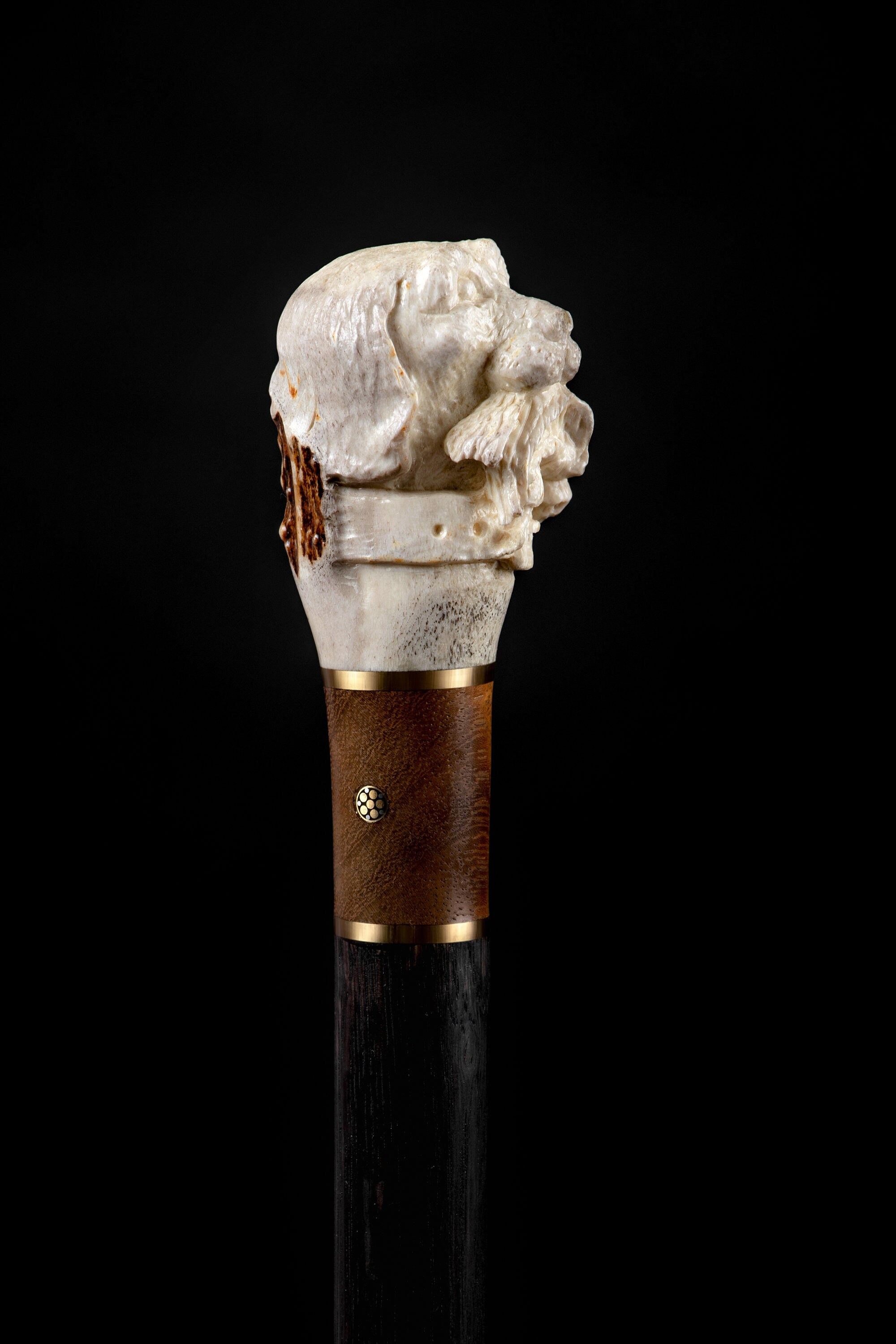 Walking Cane Bone Dog Hand Carved Bone Cane Knob, Signed by Artist ...