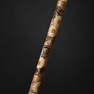 Walking Cane for Ladies Chamomile Flower, Hand-carved Pretty Cane With ...