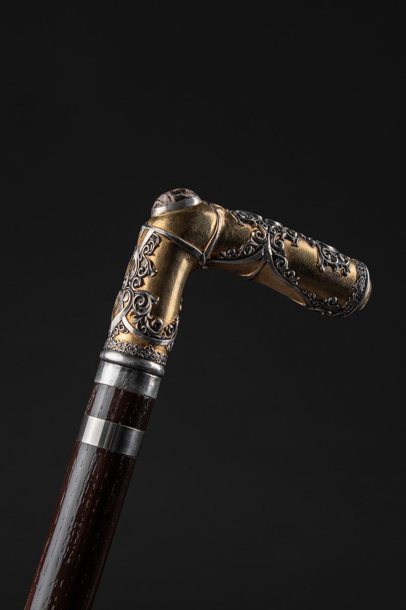 Antique Fancy Walking Stick Top Oak Shaft Presentation - Etsy