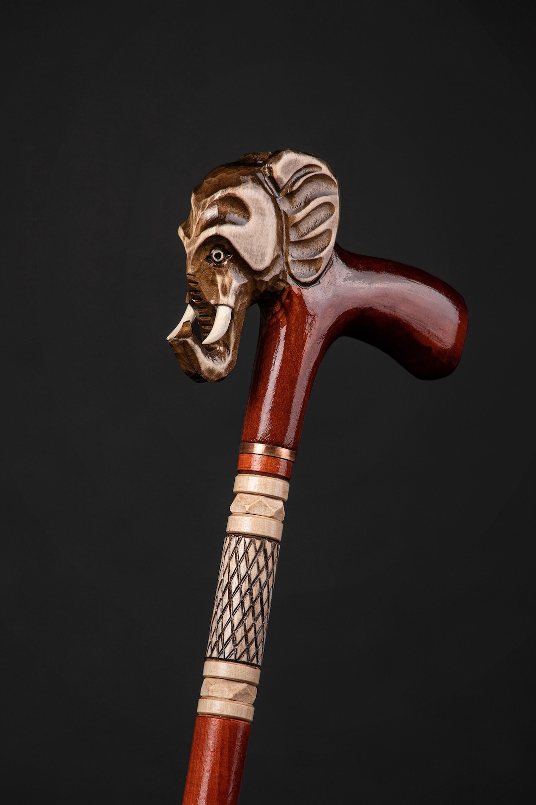 Wooden Walking Cane Elephant for Men and Women, Hand Carved Stick ...