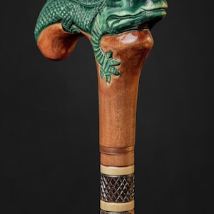 Walking Cane for Men's Fancy Handle Alligator Crocodile Wooden Walking ...