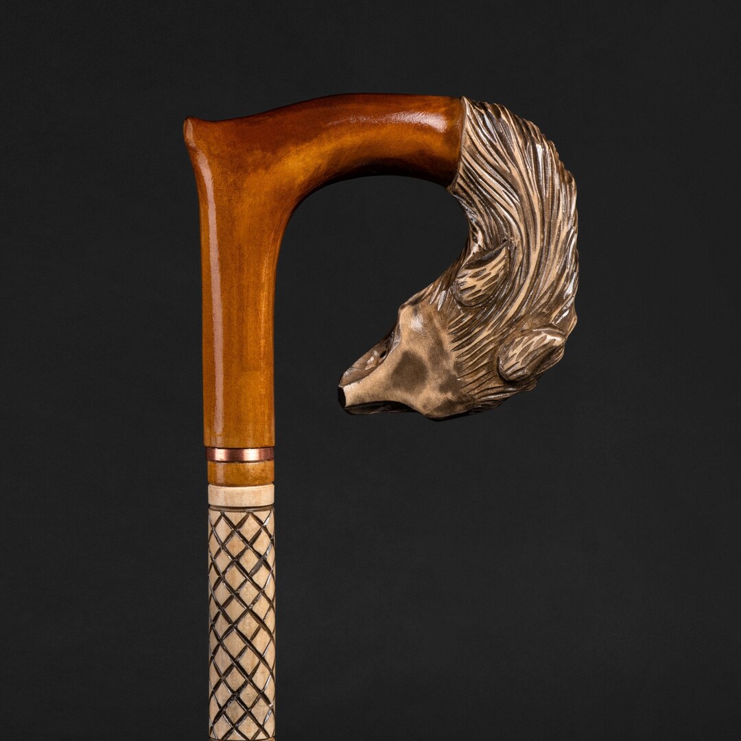 Wolf Handle Walking Stick and Cane, Cane for Men & Women, Unique Cane ...