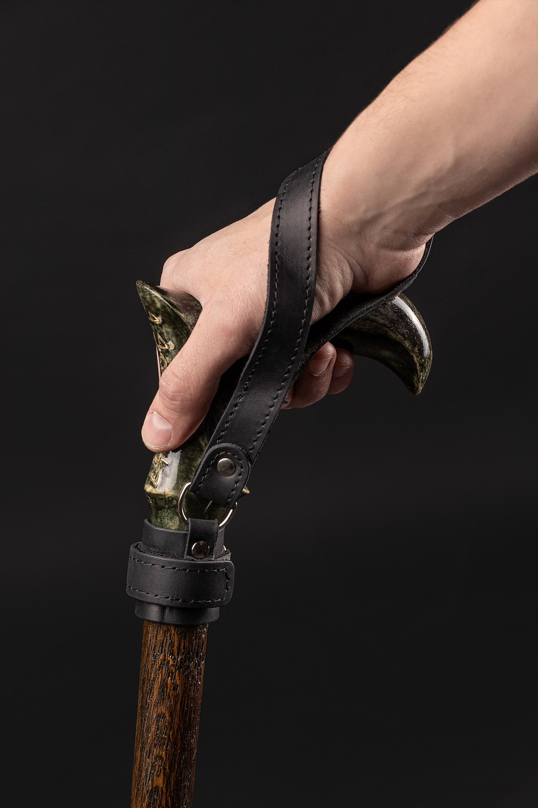 Walking Stick Wrist Cord - Clamp Black Walking Cane Wrist Strap ...