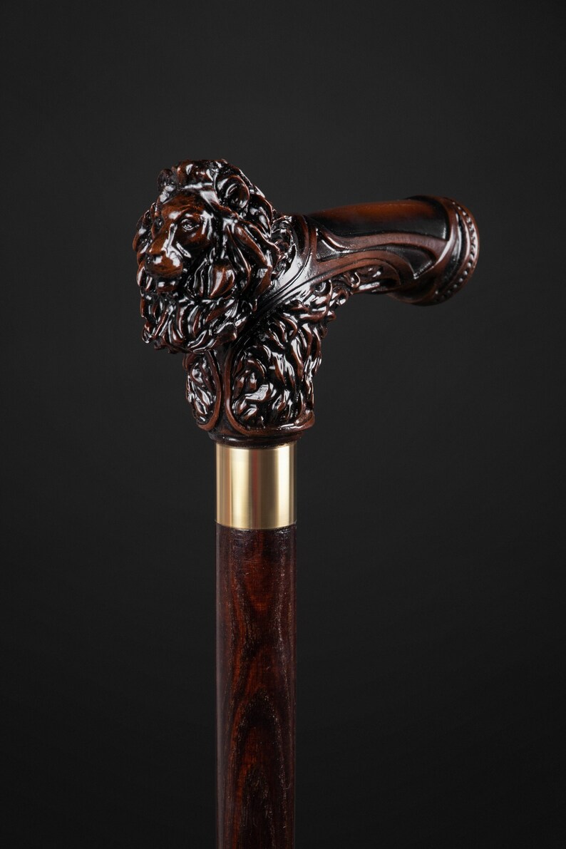 Hand Carved Lion Head Walking Cane Unusual Crazy Walking - Etsy
